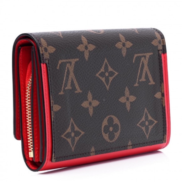 Louis Vuitton | Bags | Louis Vuitton Brown Red Monogram Flore Compact ...